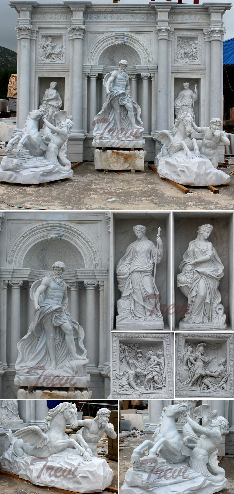 TMF-12 Famous Marble Water Stone Trevi Fountains Replica for Sale ...
